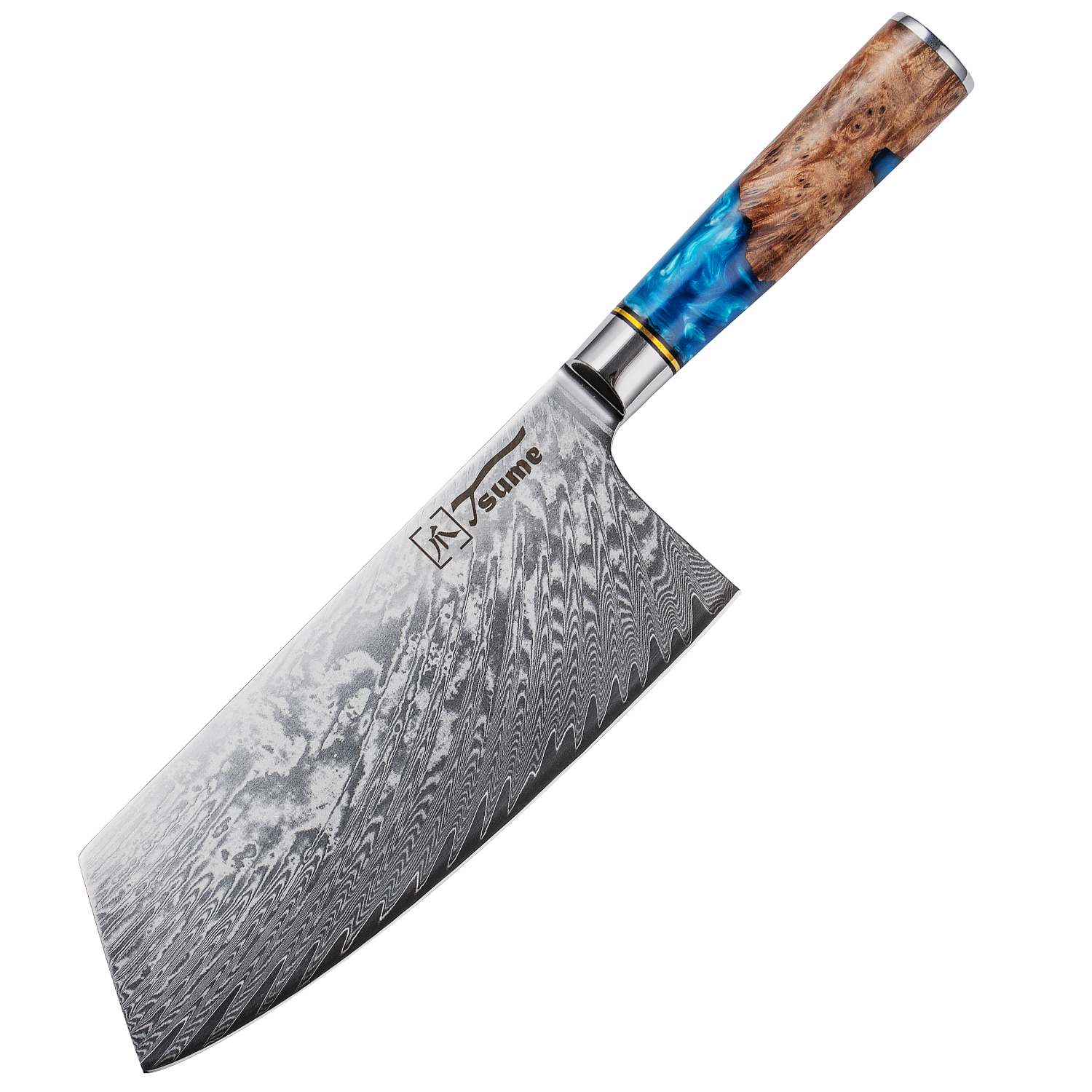 Chai Dao cleaver sapphire - Damascus kitchen knife by Tsume