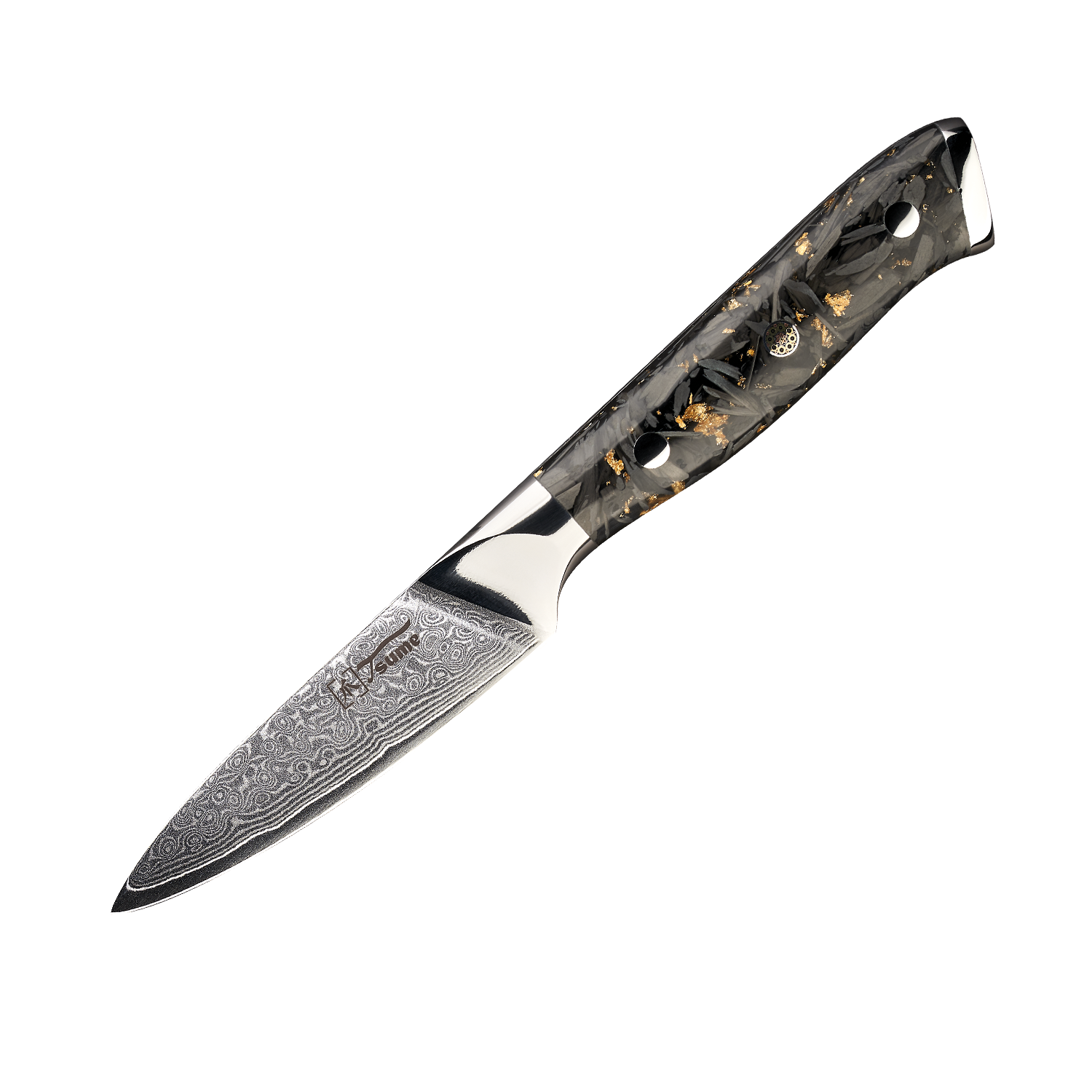 Paring knife Carbon Gold - Damascus kitchen knife by Tsume